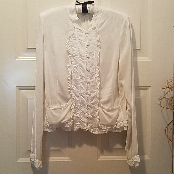 Ghost | Jackets & Coats | Ghost Cream Velvet Ruffle Jacketvintage ...